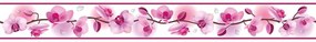 Bordura na zeď samolepicí - Květ orchideje tmavě růžová