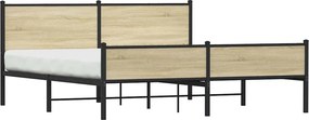 Kovový rám postele bez matrace dub sonoma 160 x 200 cm 3301400