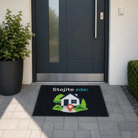 Mercury Flooring, Rohožka GPS (Stojíte zde) 40x60 cm - na ven i na doma, 40x60, černá