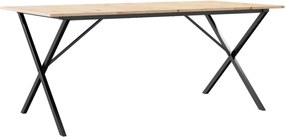 Jídelní stůl s X rámem 180 x 90 x 75 cm borové dřevo a ocel 3282700