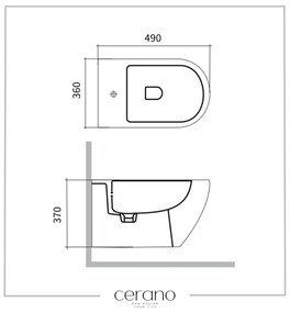 CERANO - Keramický závěsný bidet Fizo - černá matná - 36x37x49 cm