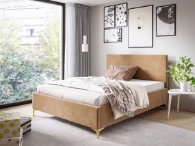 Eka Čalouněná postel SMART+ 90x200 cm Barva látky Trinity: Béžová (Trinity 2304), Úložný prostor: S kovovým rámem úložného prostoru, Barva nožek postele: Stříbrná