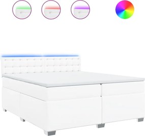Box spring postel s matrací bílá 200x200 cm umělá kůže 3288437