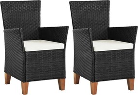 vidaXL Zahradní židle s poduškami 2 ks polyratan [44103] Barva: Černá