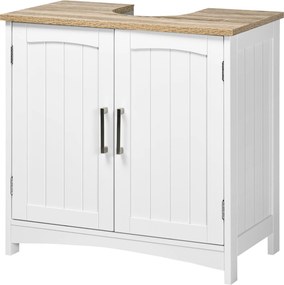 Kleankin Koupelnová skříňka pod umyvadlo s 2 dveřmi a nastavitelnou vnitřní policí, moderní styl, nosnost 40 kg, 60x30x60 cm, bílá