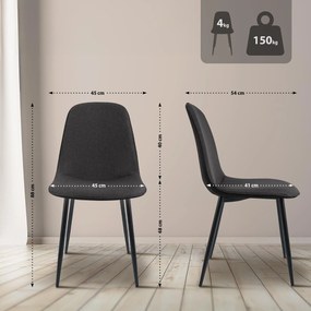 Sada 4 jídelních židlí Maryam látka – tmavě šedá