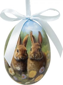 12ks dekorace závěsné vajíčko s králíčky Spring Egg - Ø 4*5 cm