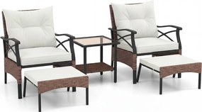 Costway 5 Kusová proutěná sada zahradního nábytku Venkovní ratanová křesla