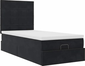 Osmanský rám postele s matracemi černá 90x190cm samet 3314290
