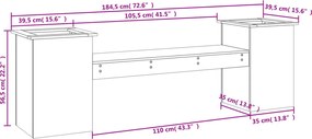 vidaXL Lavice s truhlíky šedá 184,5x39,5x56,5 cm masivní borové dřevo [825171] Barva: Medově hnědá borovice