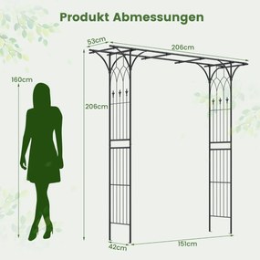 Costway Kovový Rose Arch Garden Arch pro popínavé rostliny Trellis Garden