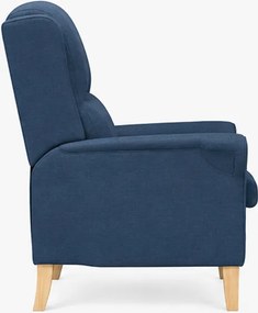 relaxační křeslo, odpočinkové, ušák, dřevo/textil, 101x95x75 cm, přírodní/modrá, Dekorino KR20260041