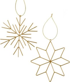 Sada 2 ks vánočních ozdob GOLDEN SNOW kovové 11,5 cm, zlatá