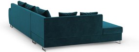 KOOKO HOME Rohová rozkládací sametová pohovka s úložným prostorem Adagio XL levý roh