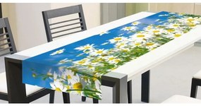 DIMEX | Běhoun na stůl Sedmikrásky TS 002 | modrá, bílá, zelená, žlutá | 40 x 140 cm