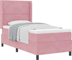 Postel s boxspringem s matrací s čelo Růžová 100 x 200 cm samet 3341947