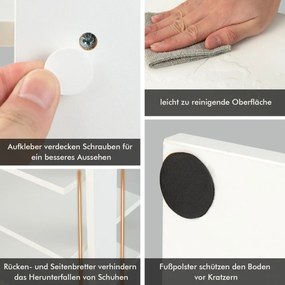 Costway Botník 7patrový botník v retro stylu – 45 × 25 × 110,5 cm, bílý