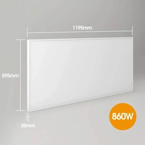ByeCold | Stropní infrapanel | S termostatem | 860W | 119x59 cm | Dálkový ovladač | Výhřevnost 15,6m² | 4H1206