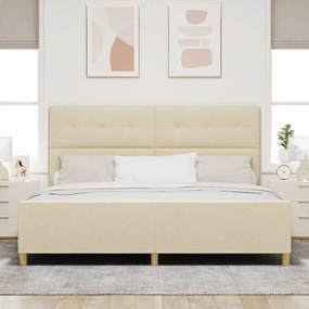 Rám postele s čelo Krémová 200 x 200 cm textil 3344758