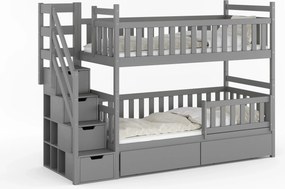 Rkids | Patrová postel se schůdky Rino 90x180 Grafit
