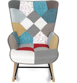 Houpací křeslo FABIAN II — látka, patchwork