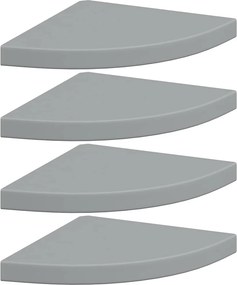 Plovoucí rohové police 4 ks šedé 35 x 35 x 3,8 cm MDF 323924