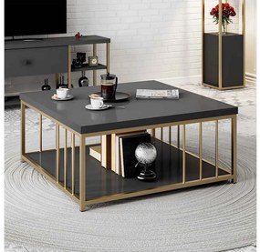 Designový konferenční stolek Natine 90 cm antracitový/zlatý