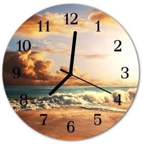 Nástěnné hodiny obrazové na skle - Moře