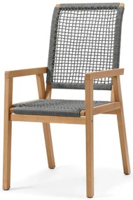 Židle s textilním výpletem / nosnost max. 140 kg / eukalyptové dřevo/100% PP / šedá