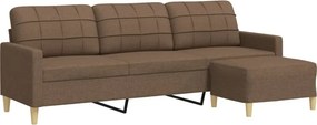 3místná pohovka s podnožkou hnědá 210 cm textil 3278252