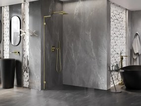 Mexen, Mexen Lunar L sprchová stěna levá 60 x 200 cm, průhledná 8 mm, zlatá - 830L-060-000-50-00-L