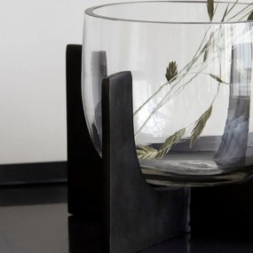 Skleněná váza s podstavcem výška 12,5 cm GRAVITY House Doctor - černá
