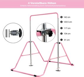 Costway Dětská gymnastická tyč, výškově nastavitelná hrazda, 90-130 cm, skládací