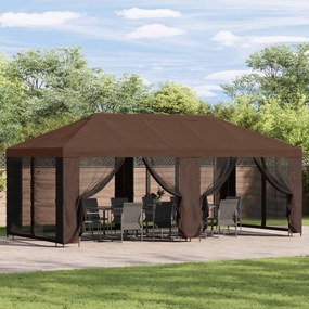 Zahradní altán se stěnami 6 x 3 m Hnědá Polyester a ocel 3376030