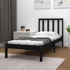 Rám postele černý masivní borovice 100 x 200 cm,  3105065