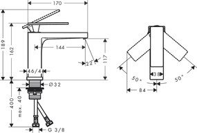 Hansgrohe Tecturis E, páková umyvadlová baterie 110 EcoSmart+, chromová, HAN-73011000