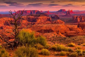 DIMEX | Vliesová fototapeta Monument Valley MS-5-1646 | 375 x 250 cm| červená, fialová, oranžová