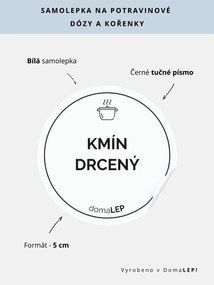 Samolepka na kořenky KMÍN DRCENÝ bílá 5 cm tučné písmo