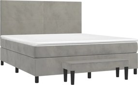 Box spring postel s matrací světle šedá 180x200 cm samet 3137737