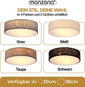 Stropní svítidlo šedý textil Ø30cm hvězdná obloha