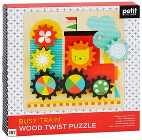 Petit Collage Puzzle ozubená kolečka vláček