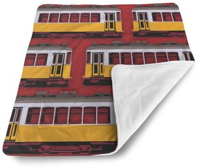 Sablio Deka pro miminko Lisabonské historické tramvaje Červený Pattern - 80x100 cm
