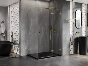 Mexen Lunar, výklopný sprchový kout pravý 100 x 80 cm, 8mm čiré sklo, zlatý profil, 834-100-080-50-00-P
