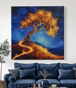 Obraz na plátně - Strom života Ohnivý zápal FeelHappy.cz Velikost obrazu: 100 x 100 cm