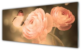 akrylový obraz Motýl Růže Příroda 125x50 cm