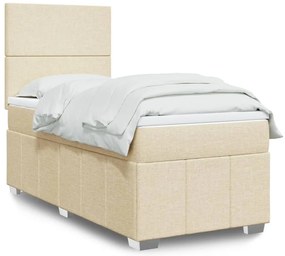 Box spring postel s matrací krémová 90x200 cm textil 3291549