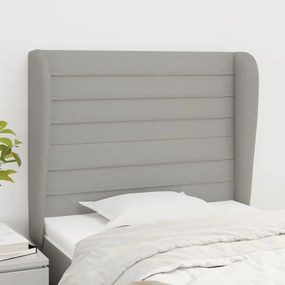 Čelo postele typu ušák světle šedé 93 x 23 x 118/128 cm textil 3118078