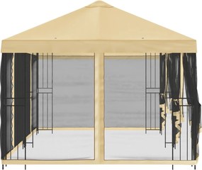 Altán s bočními stěnami 6 x 3 m Krémová Polyester a ocel 3375995