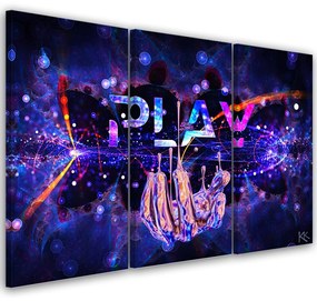 Obraz na plátně třídílný, Neon s nápisem - 60x40 cm