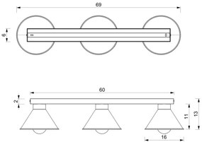 Bodové svítidlo DEMET 3xE27/60W/230V černá/zlatá